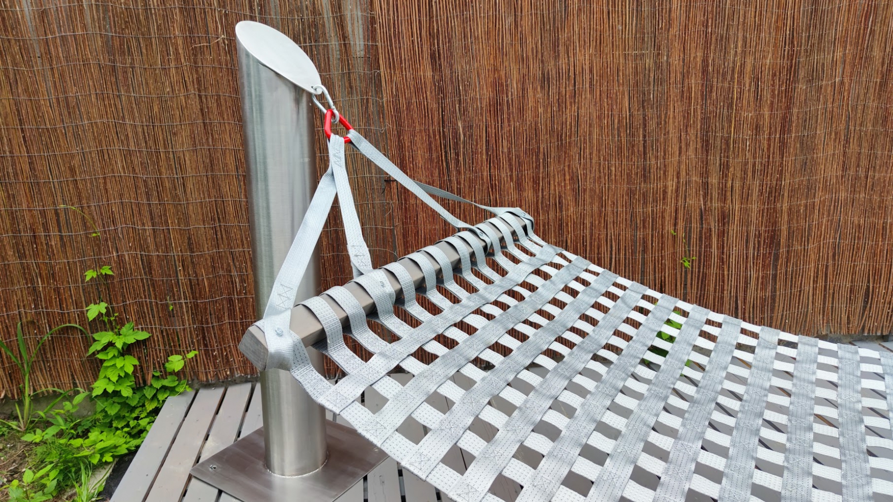 HAMAK MIEJSKI - strefa komfortu w Twoim mieście | Hamak miejski z drążkiem dębowym - pomarańczowy